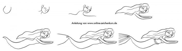 Meerjungfrauen zeichnen Schritt für Schritt