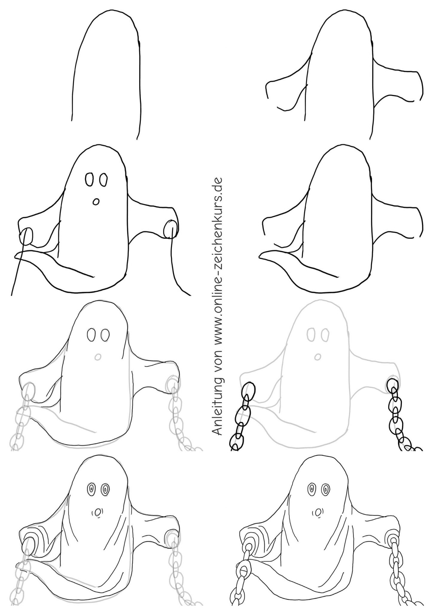 7 Halloween Motive zeichnen für Kinder und Erwachsene