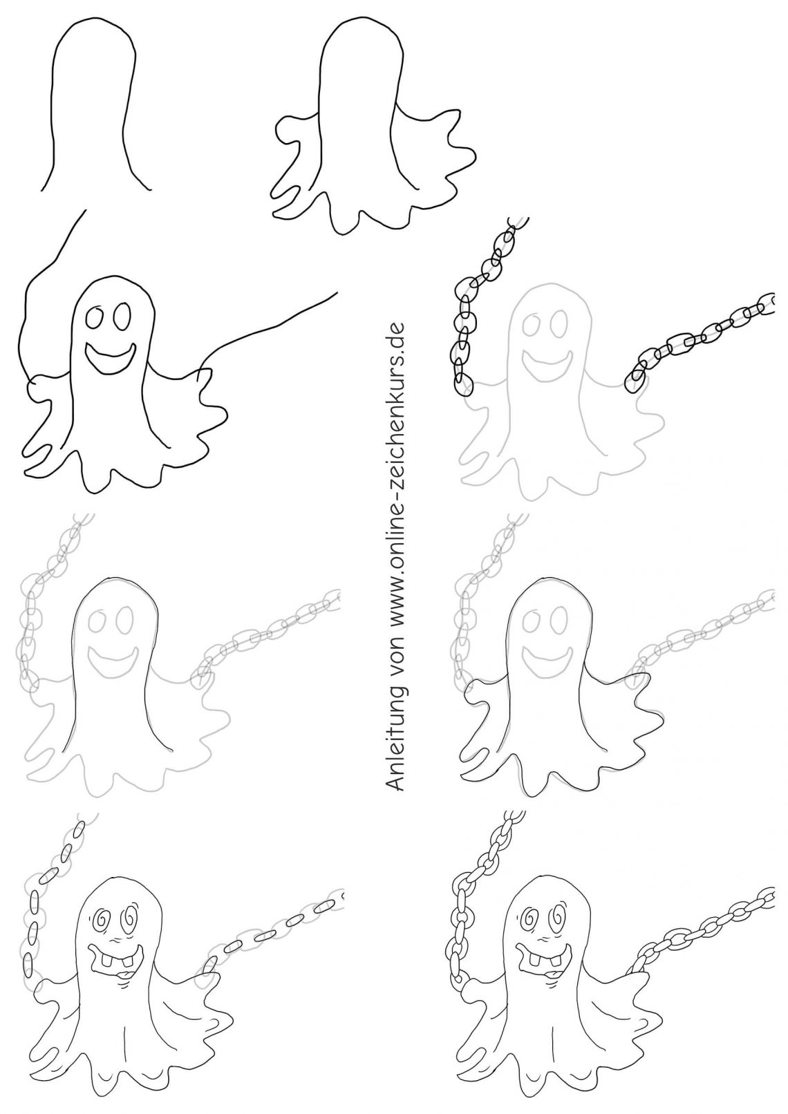 7 Halloween Motive zeichnen für Kinder und Erwachsene